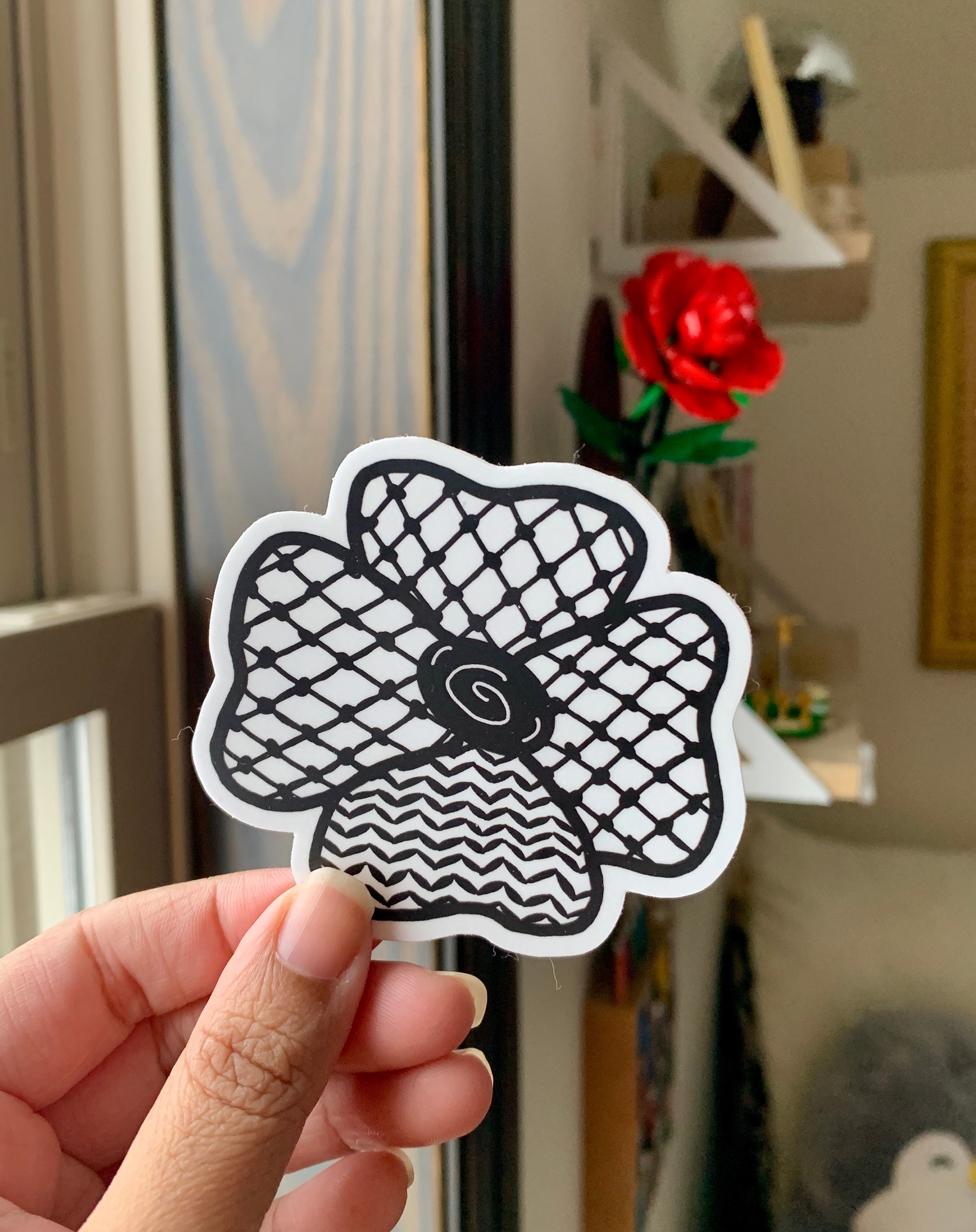 Palestine Keffiyeh Flower Art Vinyl Sticker Free Palestine - Etsy