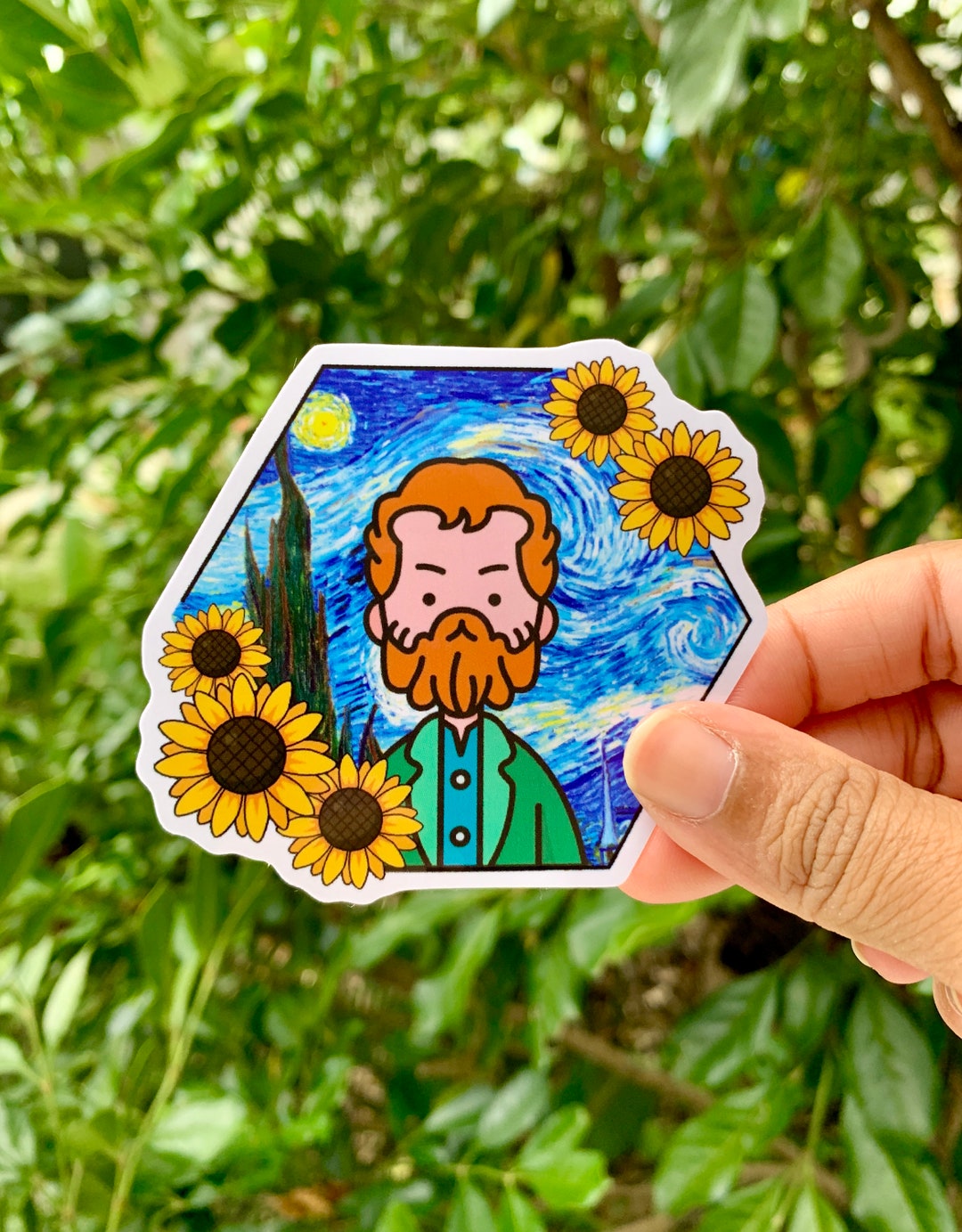 Van Gogh Vinyl Sticker | Van Gogh Art | Starry Night Sticker for Laptop ...