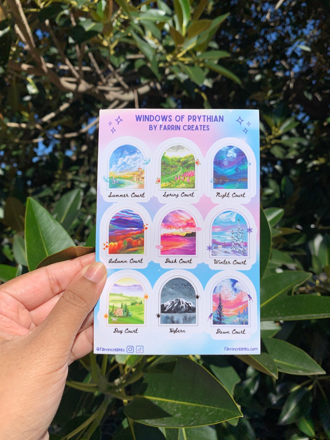 Windows of Prythian Sticker Sheet ACOTAR Night Court Summer Court Day ...