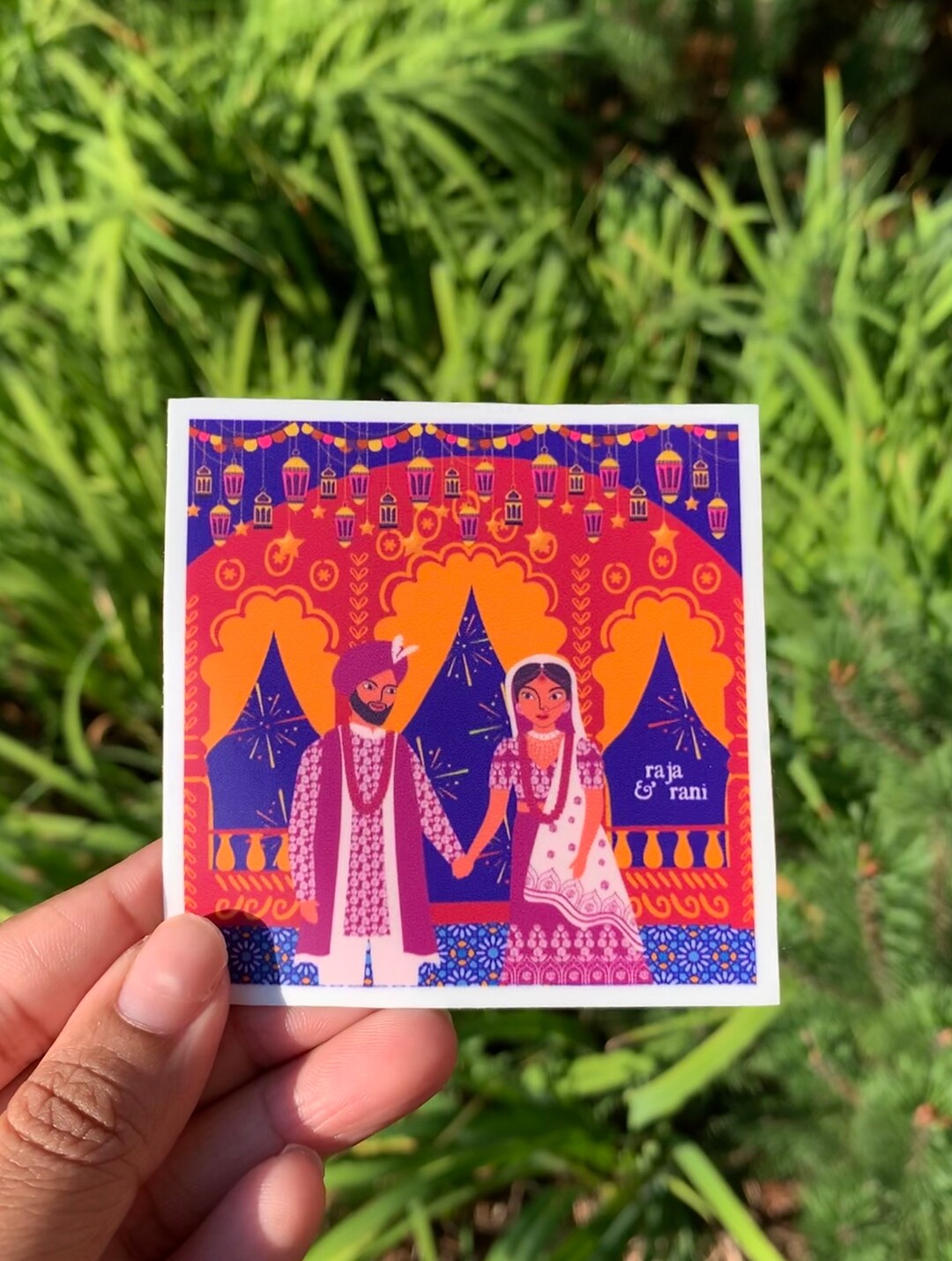 Desi King & Queen Matte Sticker: Raja and Rani (premium Vinyl ...