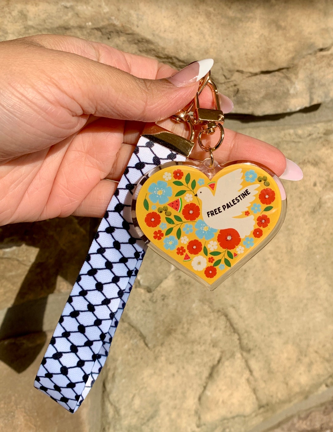 Keffiyeh Wrislet & Keychain | Free Palestine | Dove, Olives, Watermelon ...