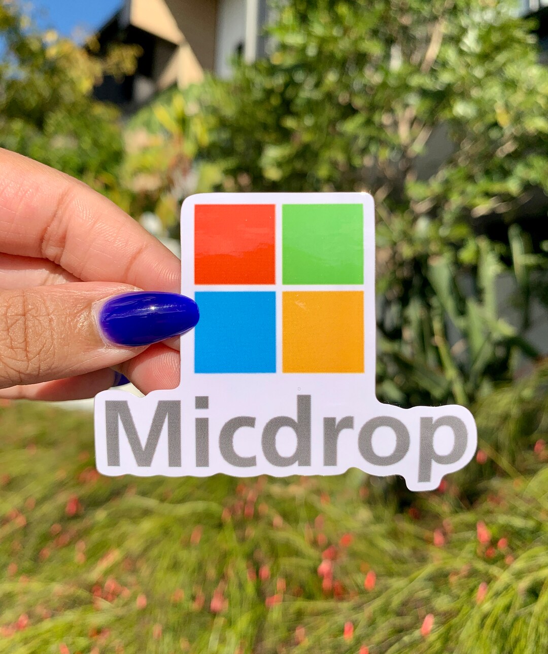 Micdrop Funny Microsoft Logo Parody Sticker | Funny Sticker for Laptop ...