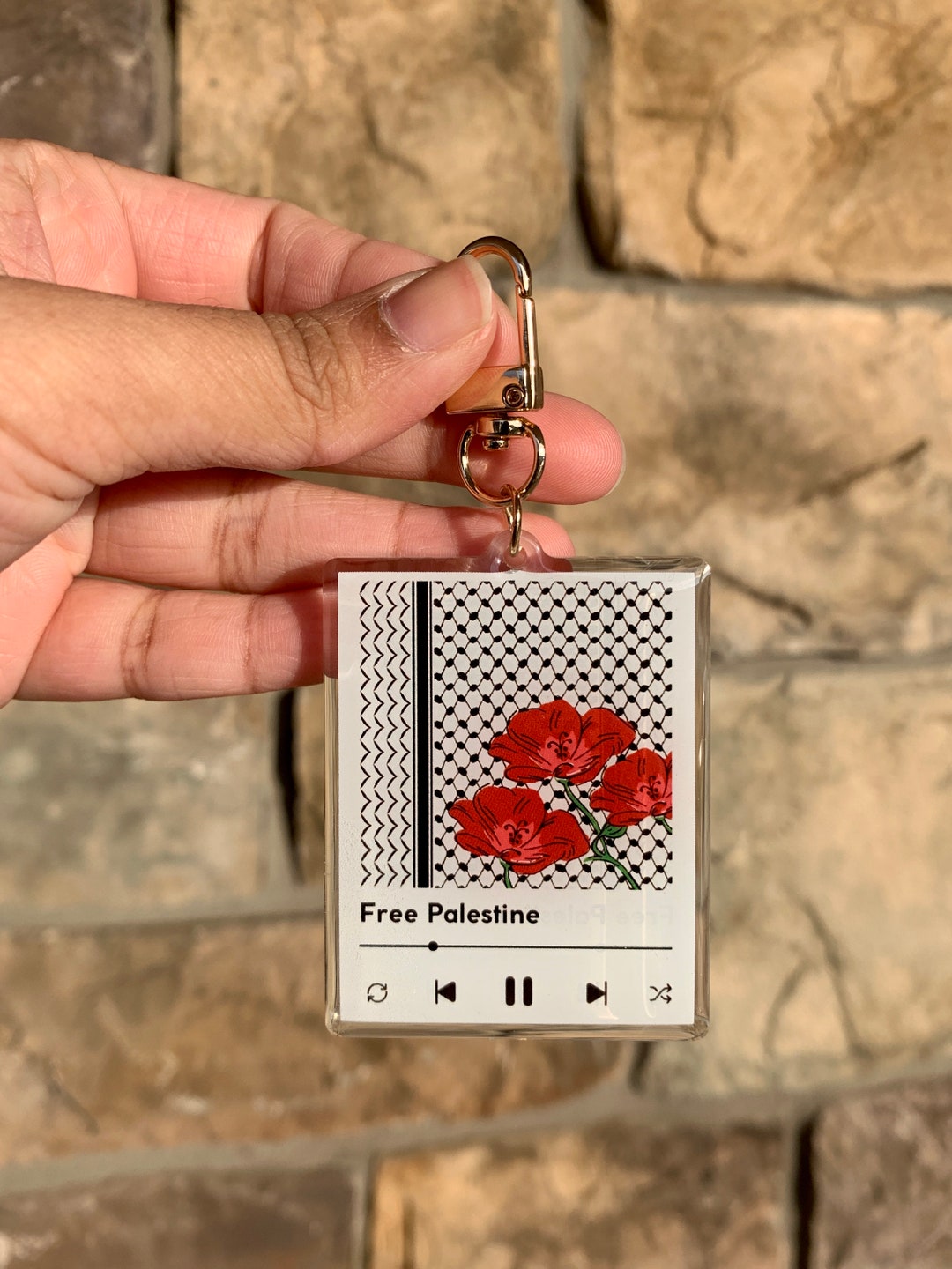 Free Palestine Ipod Keychain With Keffiyeh and Poppies Art | Palestine ...