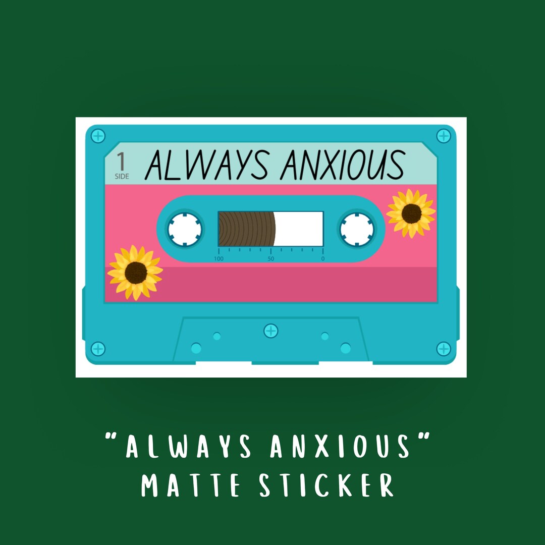 Tape Recorder & Sunflowers Matte Sticker: Always Anxious (premium Vinyl ...