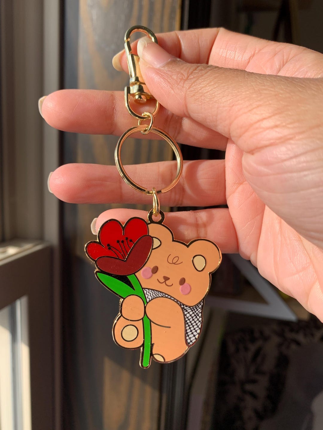 Keffiyeh Teddy Bear With Poppy Flower Keychain | Free Palestine ...