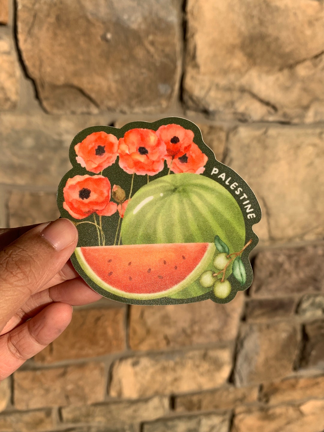 Palestine Watermelon and Poppies Vinyl Sticker - Etsy