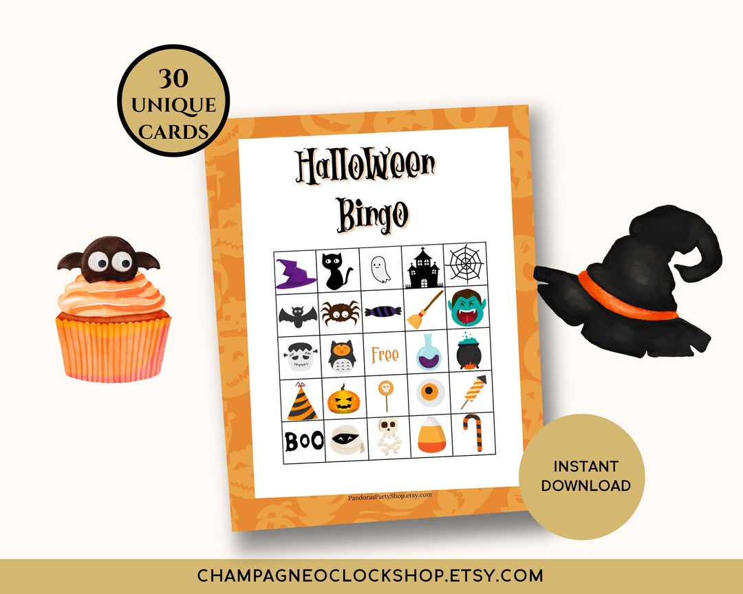 Printable Halloween Bingo, Halloween Activity, Halloween Bingo ...