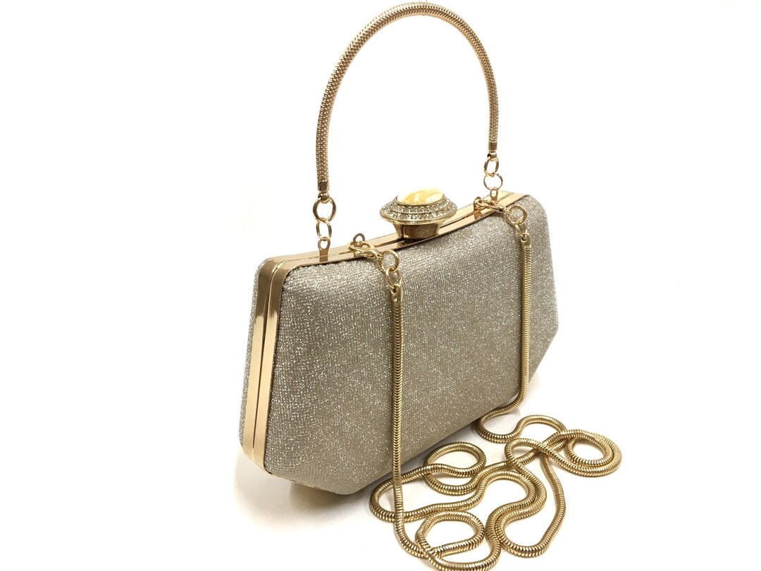 Glitter Gold Evening Bag, Gold Luxury Clutch Purse, Glittery Gold Color ...