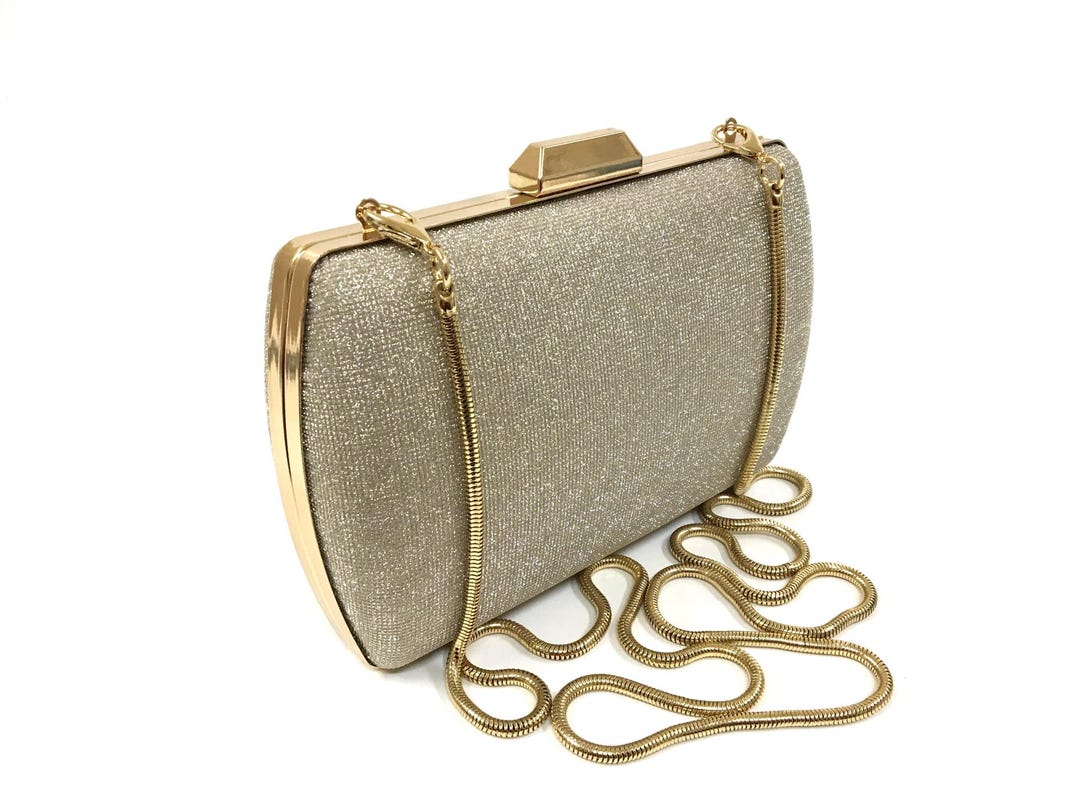 Shiny Gold Clutch Purse, Sparkly Gold Evening Bag, Elegant Gold Party ...