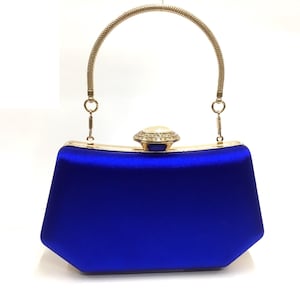 Satin Royal Blue Evening Bag, Satin Royal Blue Luxury Clutch Purse ...