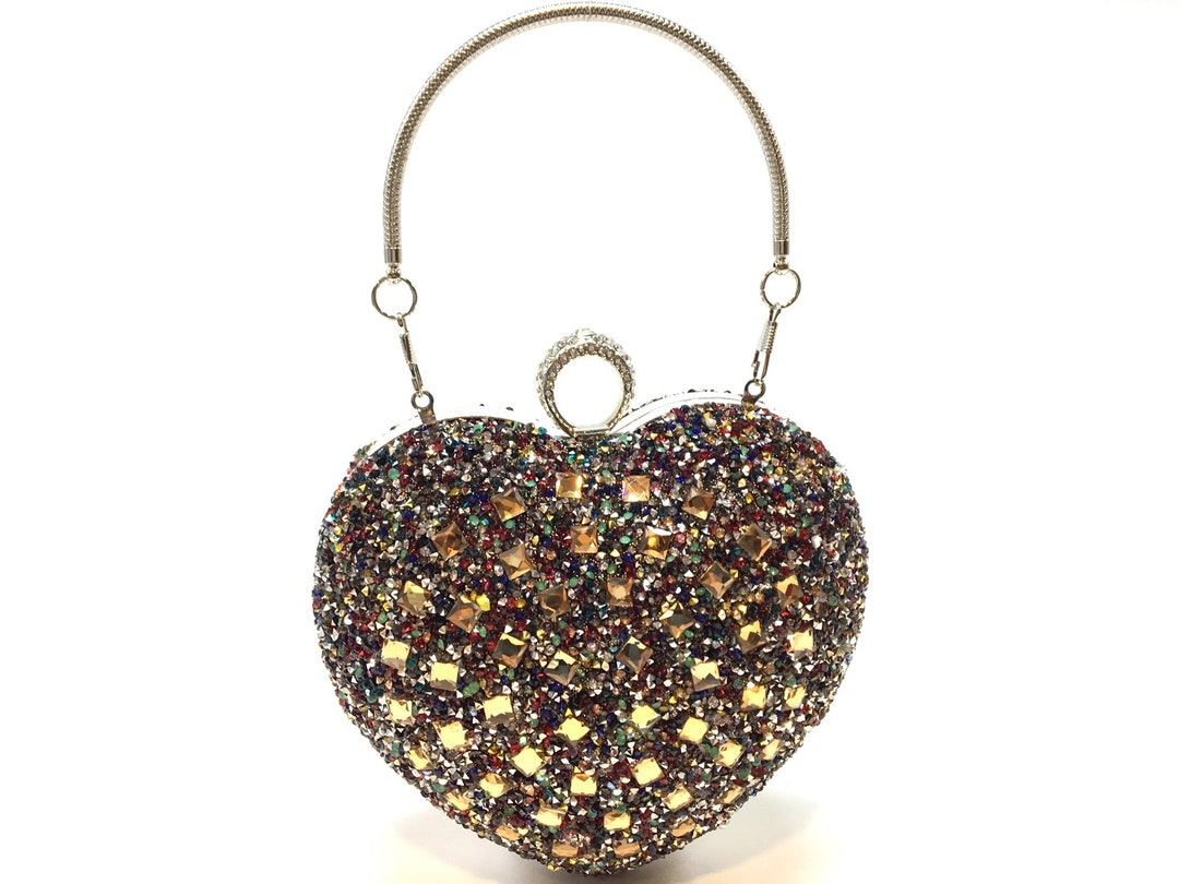 Heart Shape Fancy Bag With Removable Chain, Shining Prom Hand Bag ...