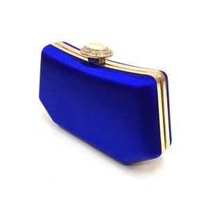 Satin Royal Blue Evening Bag, Satin Royal Blue Luxury Clutch Purse ...