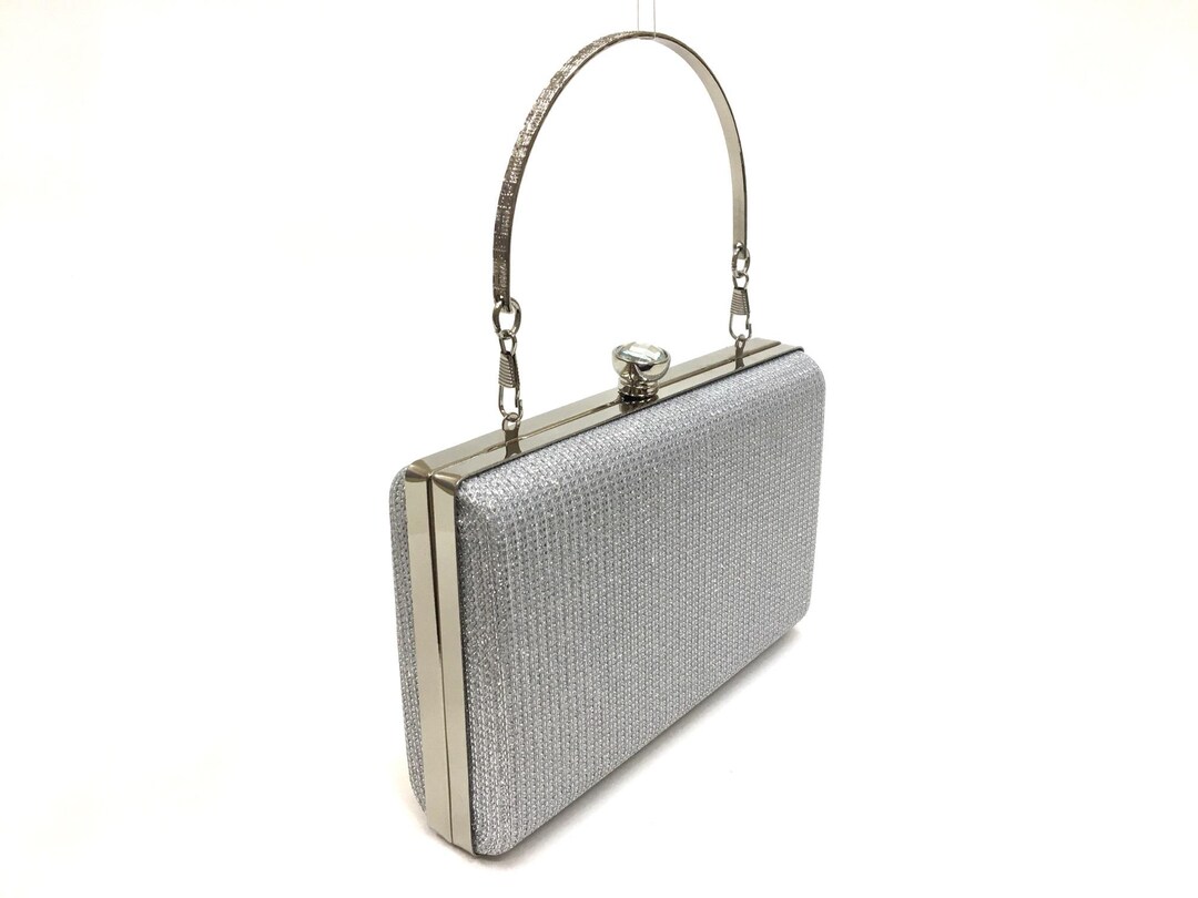 Glitter Silver Clutch Purse, Silver Luxury Clutch Purse, Silver Party ...