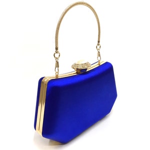 Satin Royal Blue Evening Bag, Satin Royal Blue Luxury Clutch Purse ...
