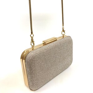 Sparkly Gold Evening Bag, Gold Clutch Bag With Removable Chain, Gold ...