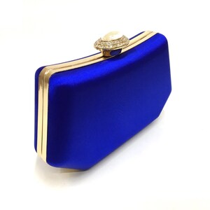 Satin Royal Blue Evening Bag, Satin Royal Blue Luxury Clutch Purse ...