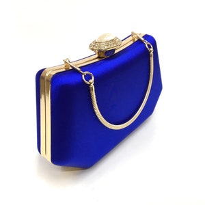Satin Royal Blue Evening Bag, Satin Royal Blue Luxury Clutch Purse ...