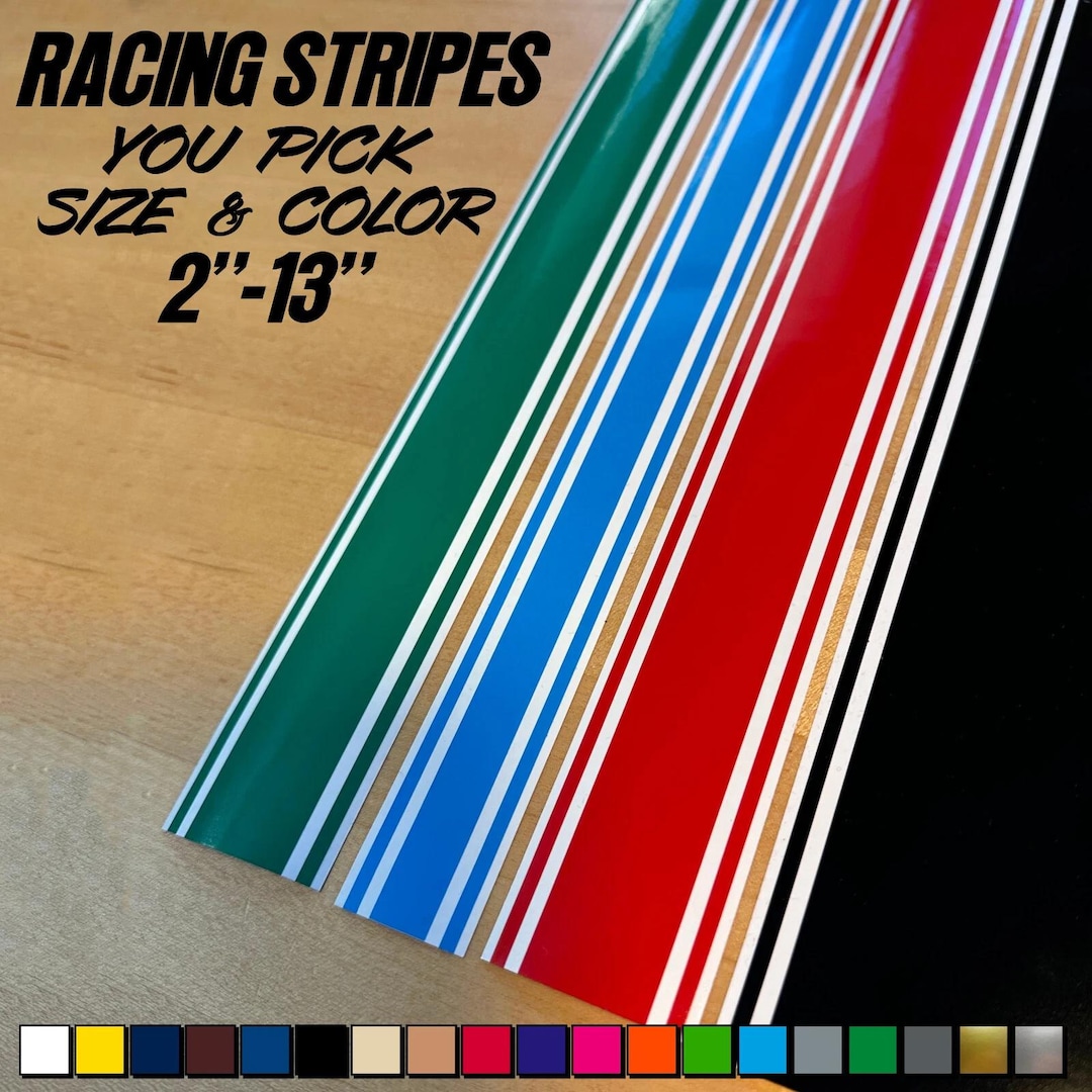 Custom Width Vinyl Racing Stripe Decal 72" Long | Choose 2"–13" Wide ...