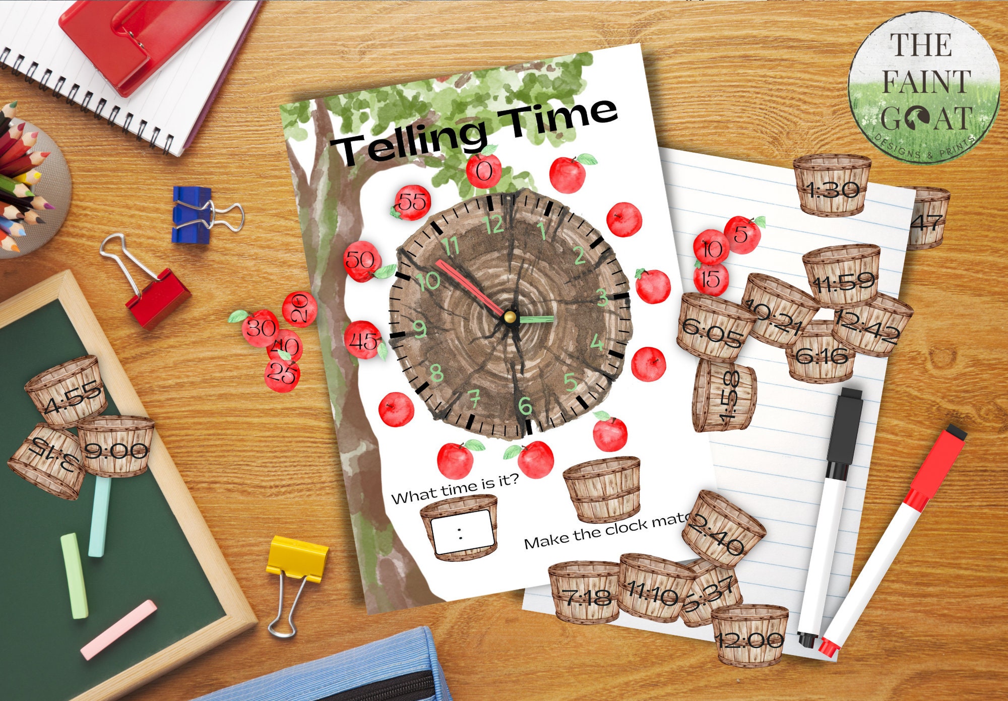 Telling Time With Apples Printable - Etsy