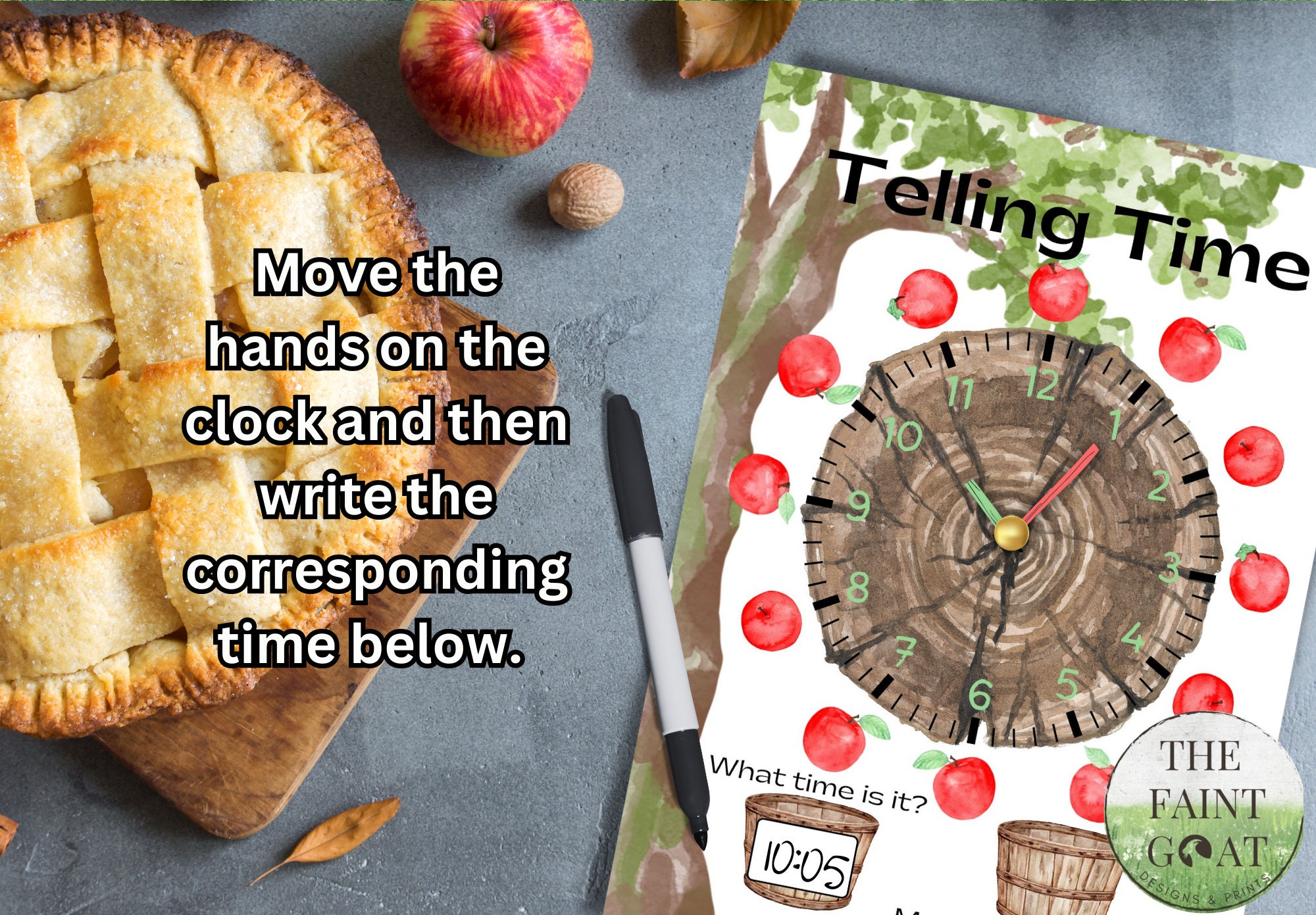 Telling Time With Apples Printable - Etsy