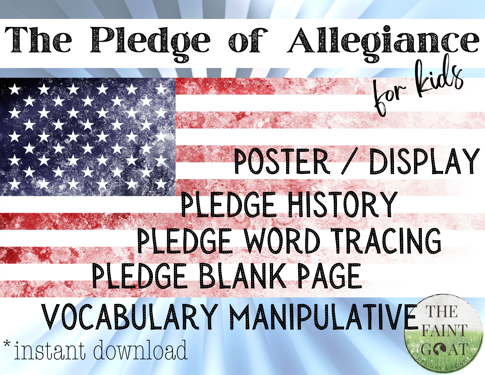 The Pledge of Allegiance for Kids Printables - Etsy