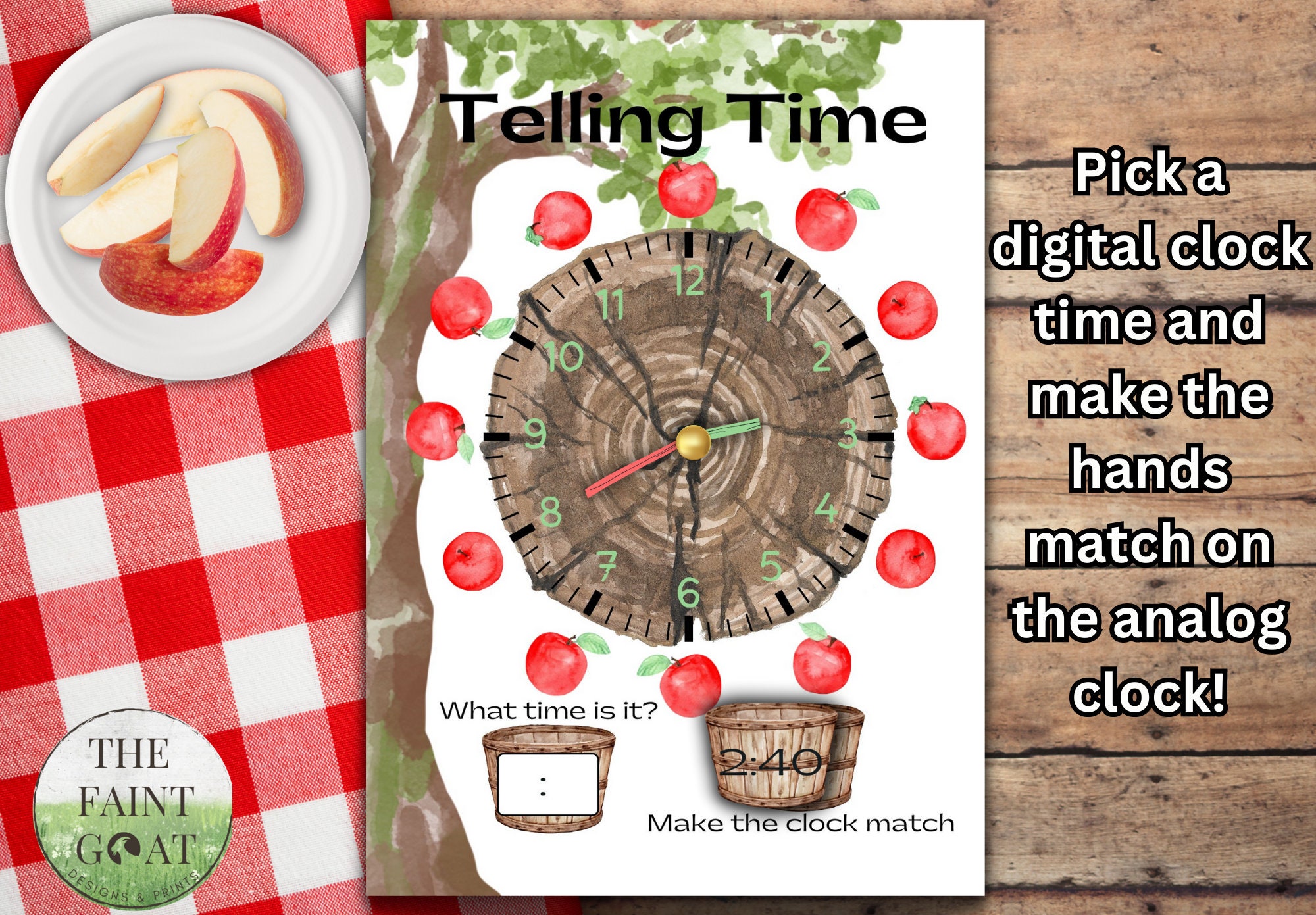 Telling Time With Apples Printable - Etsy