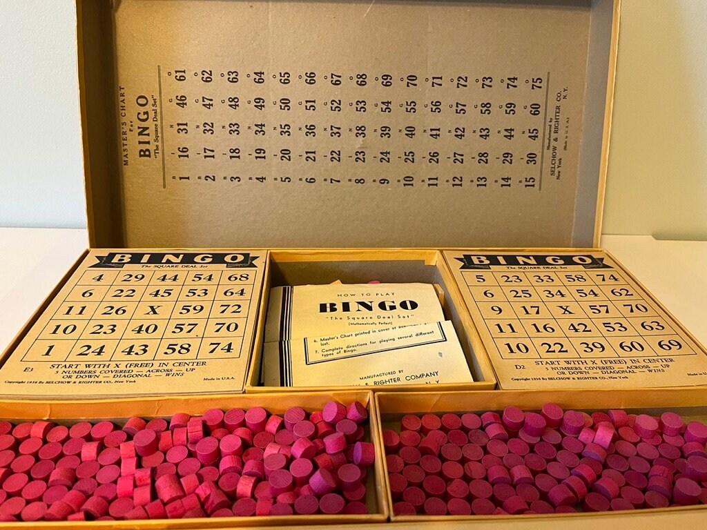 1930's Bingo the Square Deal Set Selchow & Righter Co Original Box and ...