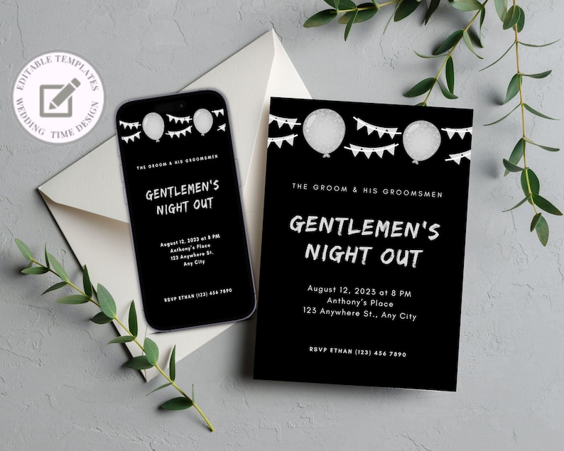Gentleman’s Party Invitation, Bachelor Party Invitation Templates, Stag ...
