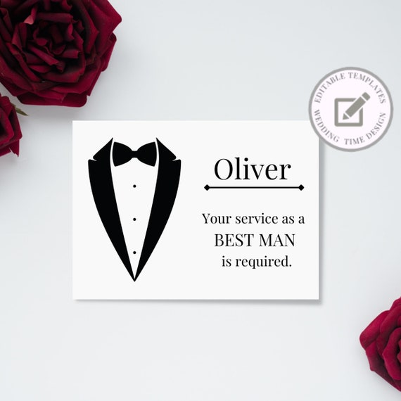 Best Man Tuxedo Proposal Will You Be My Groomsman Card - Etsy
