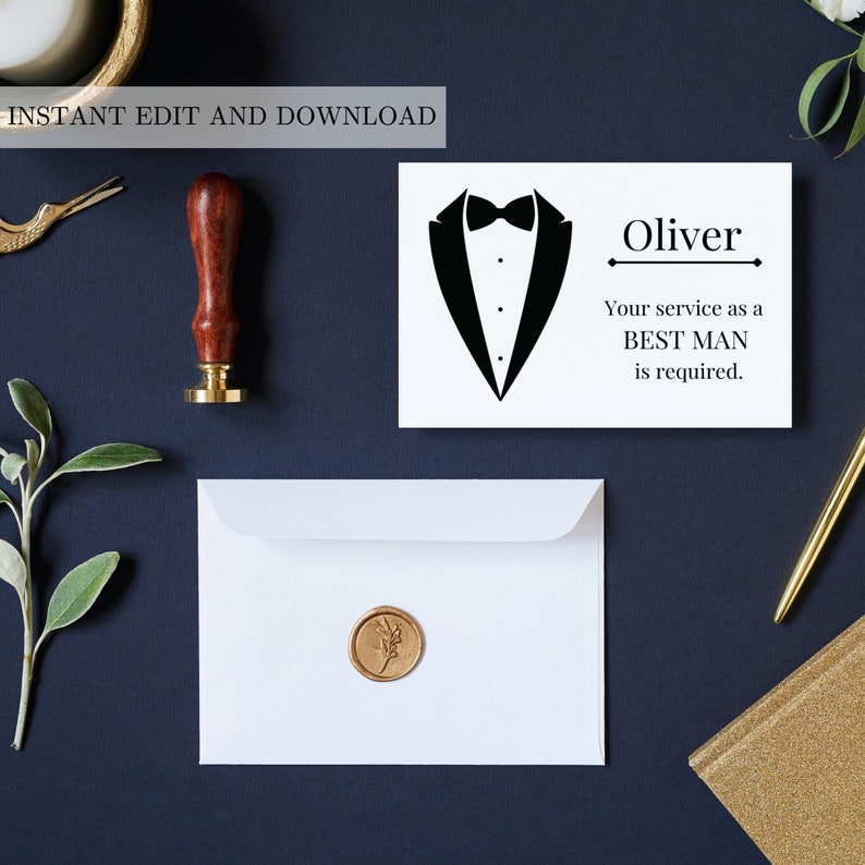 Best Man Tuxedo Proposal, Will You Be My Groomsman Card Template, Best ...