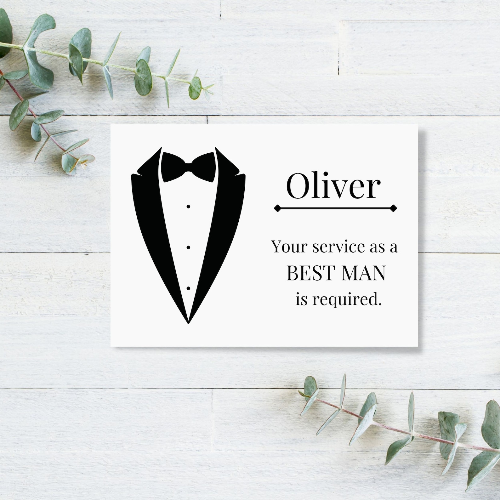 Best Man Tuxedo Proposal, Will You Be My Groomsman Card Template, Best ...