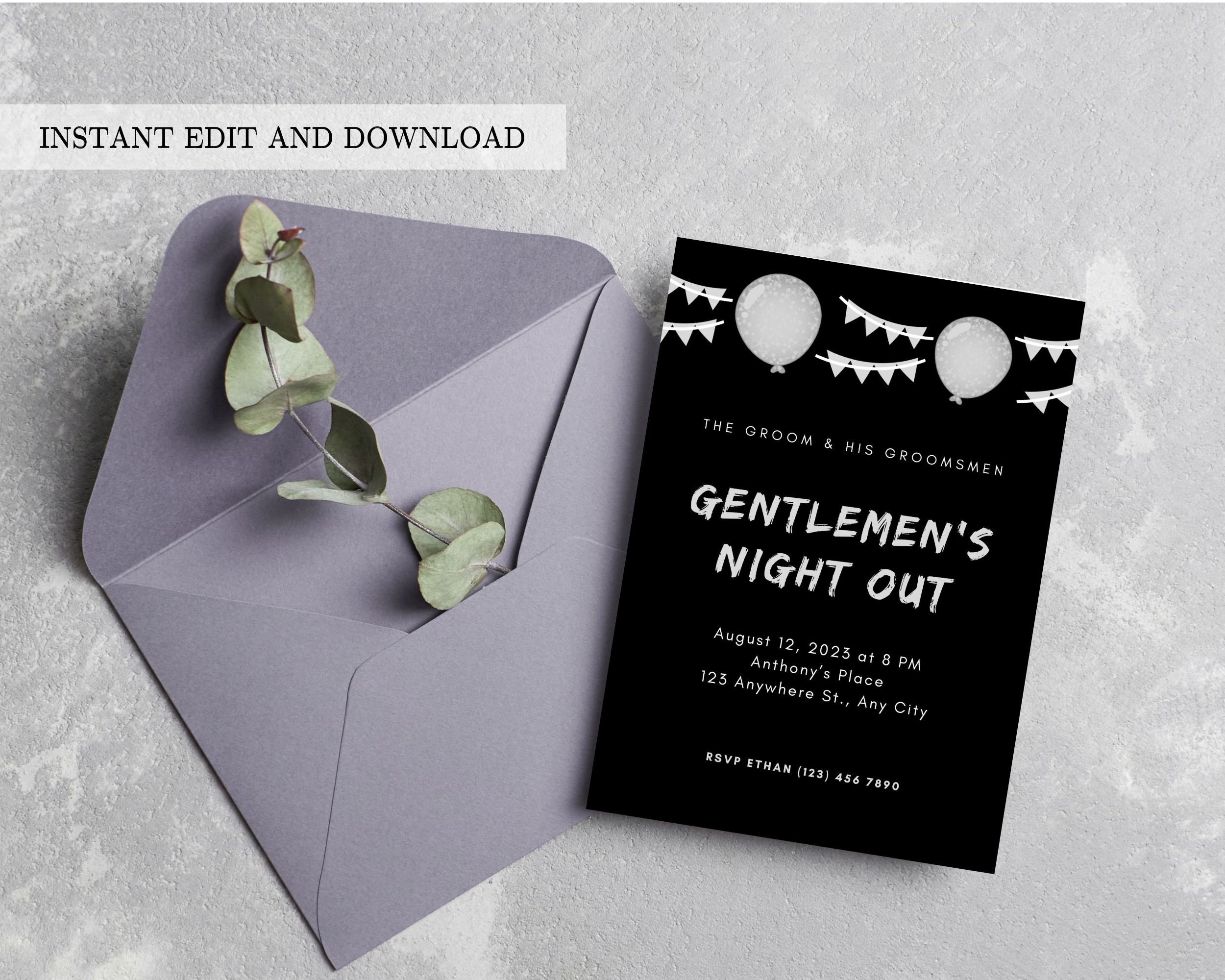 Gentleman’s Party Invitation, Bachelor Party Invitation Templates, Stag ...