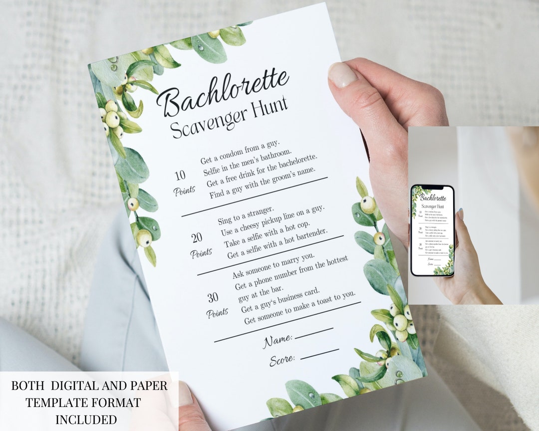 Bachelorette Editable Scavenger Hunt, Bachelorette Games, Fun ...