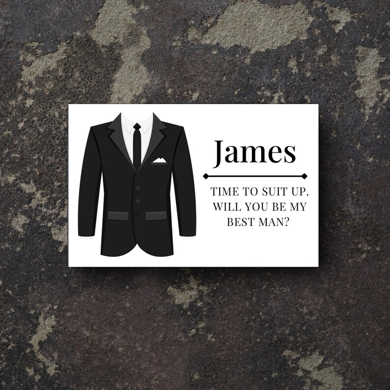 Best Man Suit up Proposal Card Template, Editable Instant Download Card ...