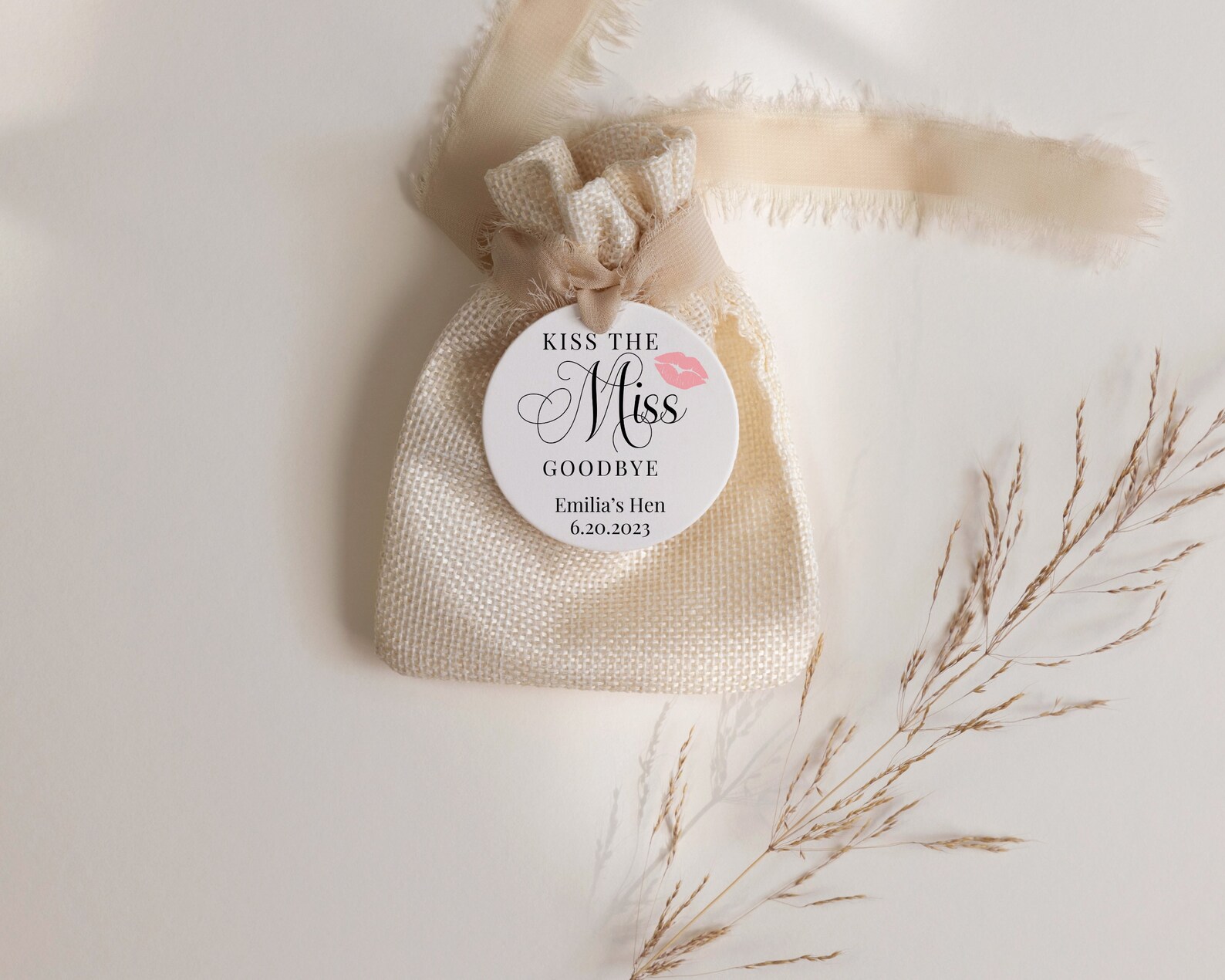 Editable Kiss the Miss Gift Tags and Labels, Kiss the Miss Goodbye ...