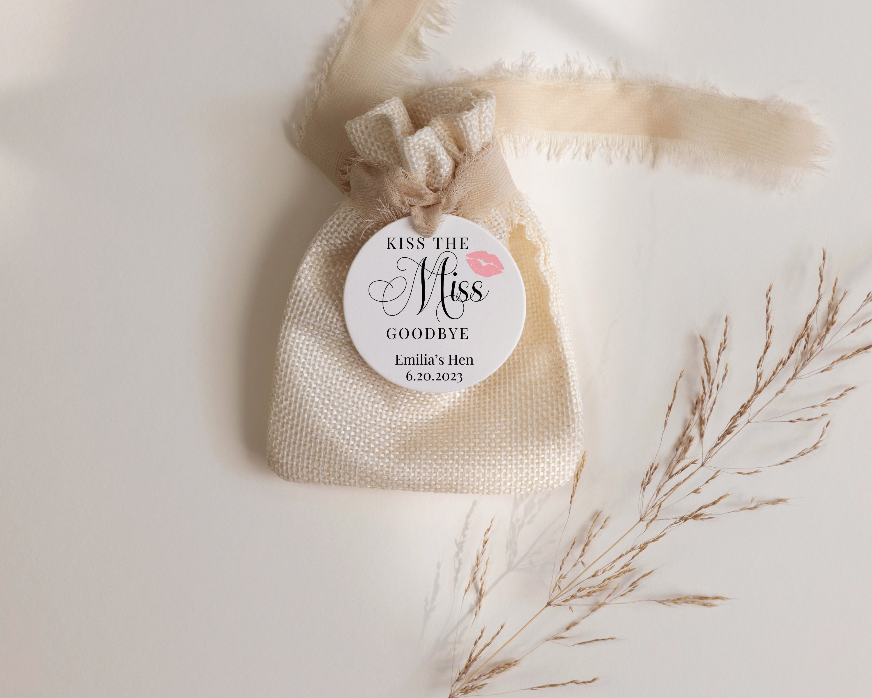 Editable Kiss the Miss Gift Tags and Labels, Kiss the Miss Goodbye ...