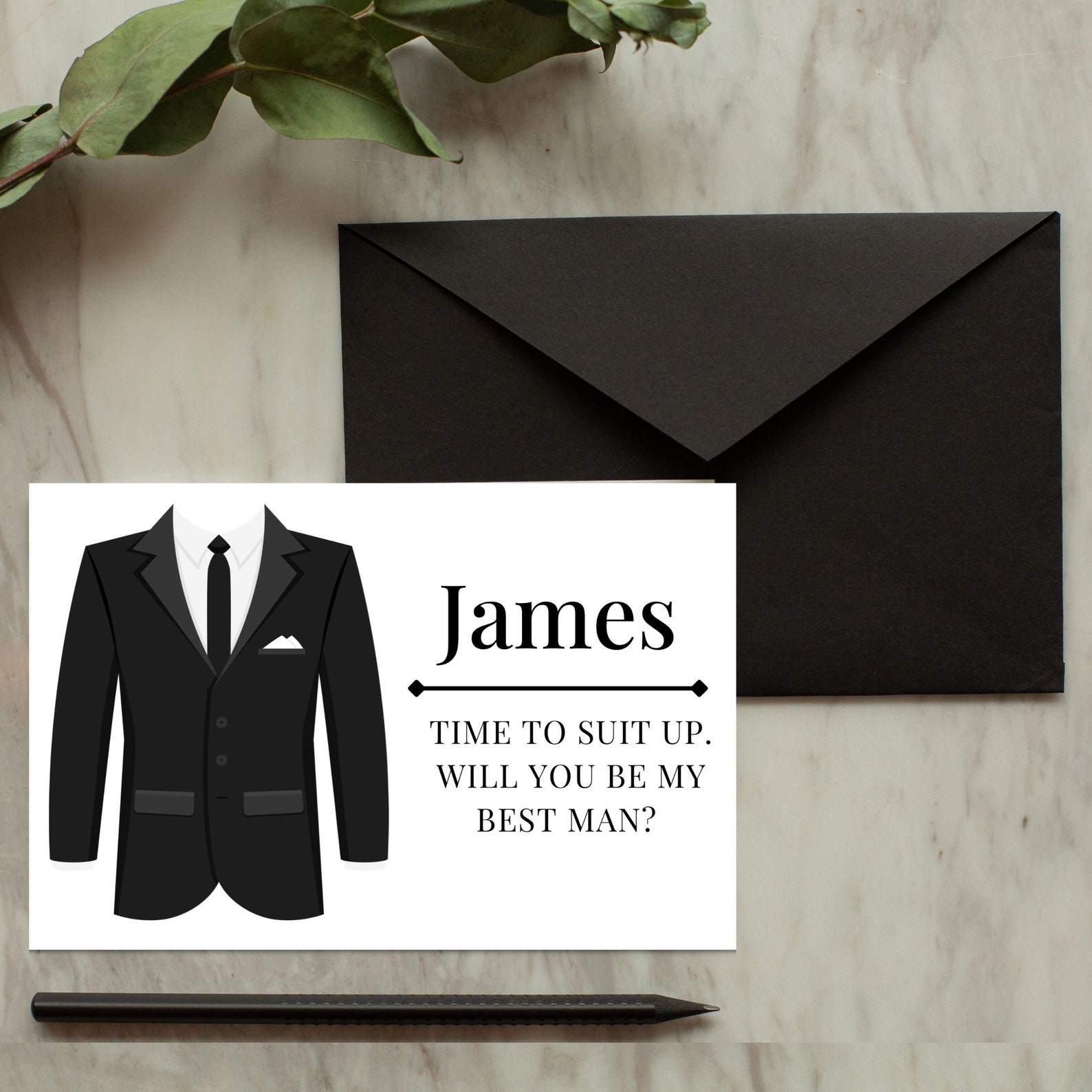 Best Man Suit up Proposal Card Template, Editable Instant Download Card ...