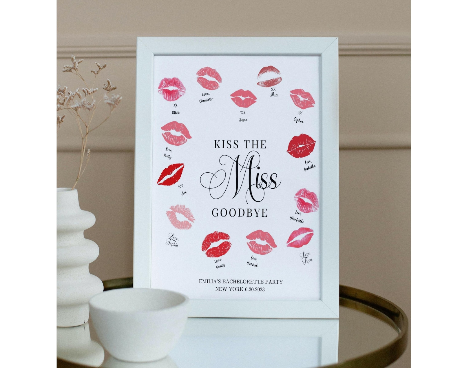 Kiss the Miss Goodbye Sign, Bride Keepsake Gift, Editable Template, for ...