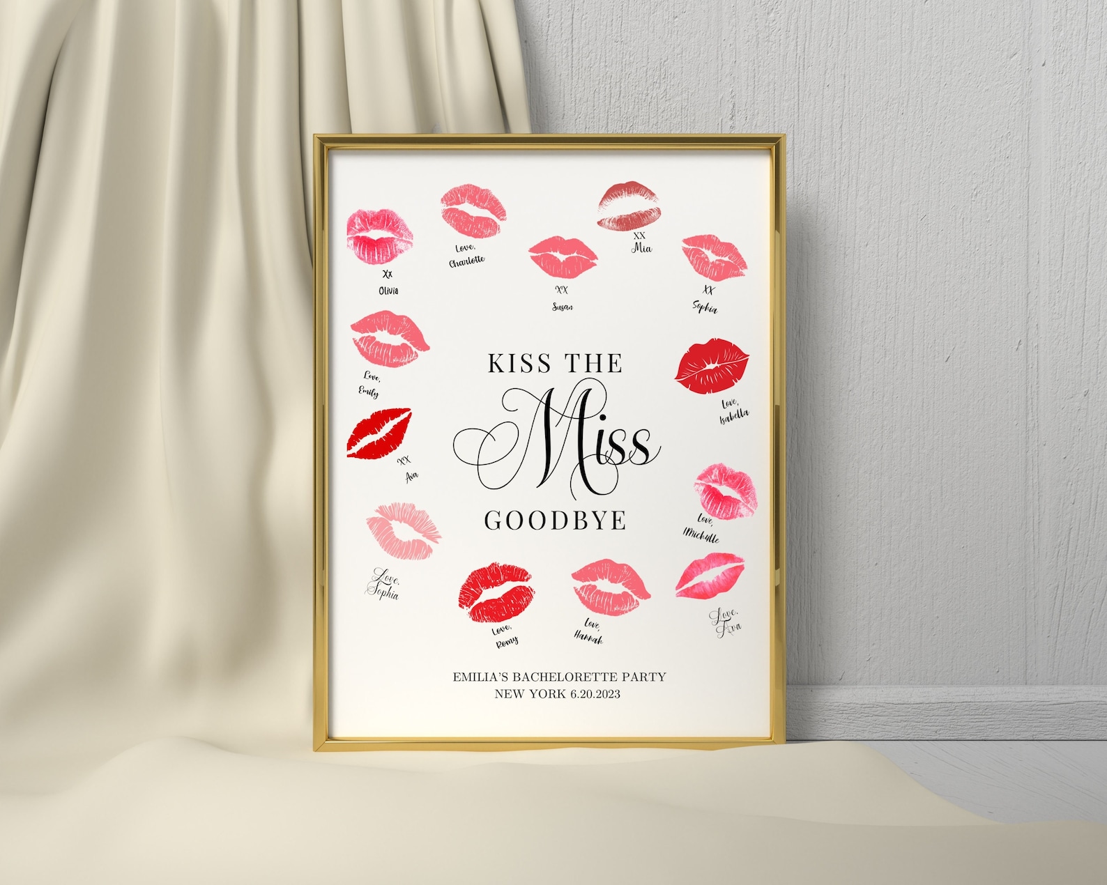 Kiss the Miss Goodbye Sign, Bride Keepsake Gift, Editable Template, for ...