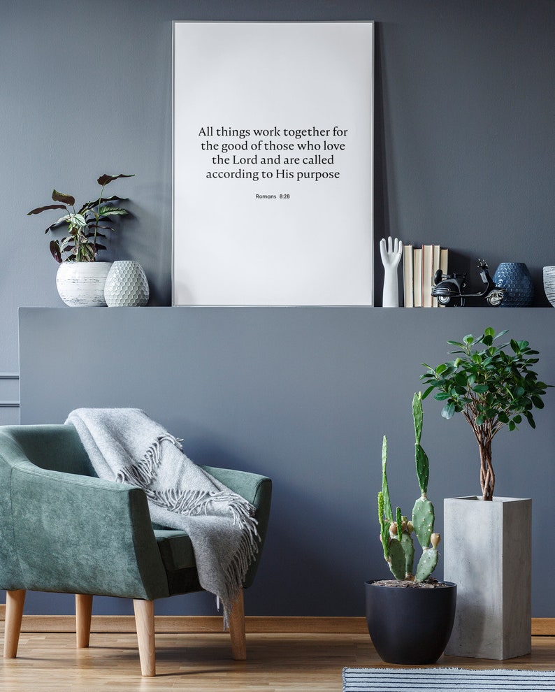 All Things Work, Romans 8:28 Bible Verse, Motivational Wall Art, Office ...