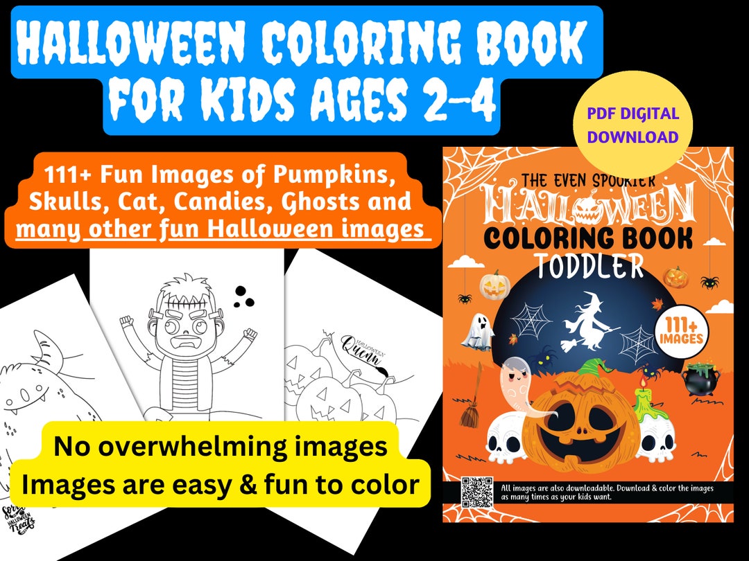 Fun Halloween Coloring Book With 111 Big Fun Halloween Images - Etsy