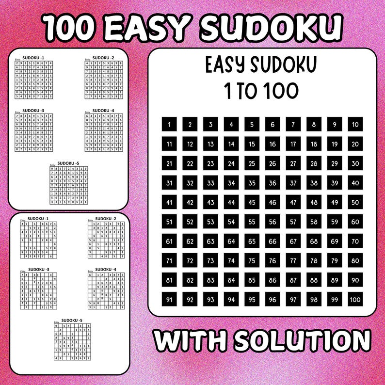 Sudoku Puzzle Printable 300 Puzzles for All Levels, Easy Medium & Hard ...