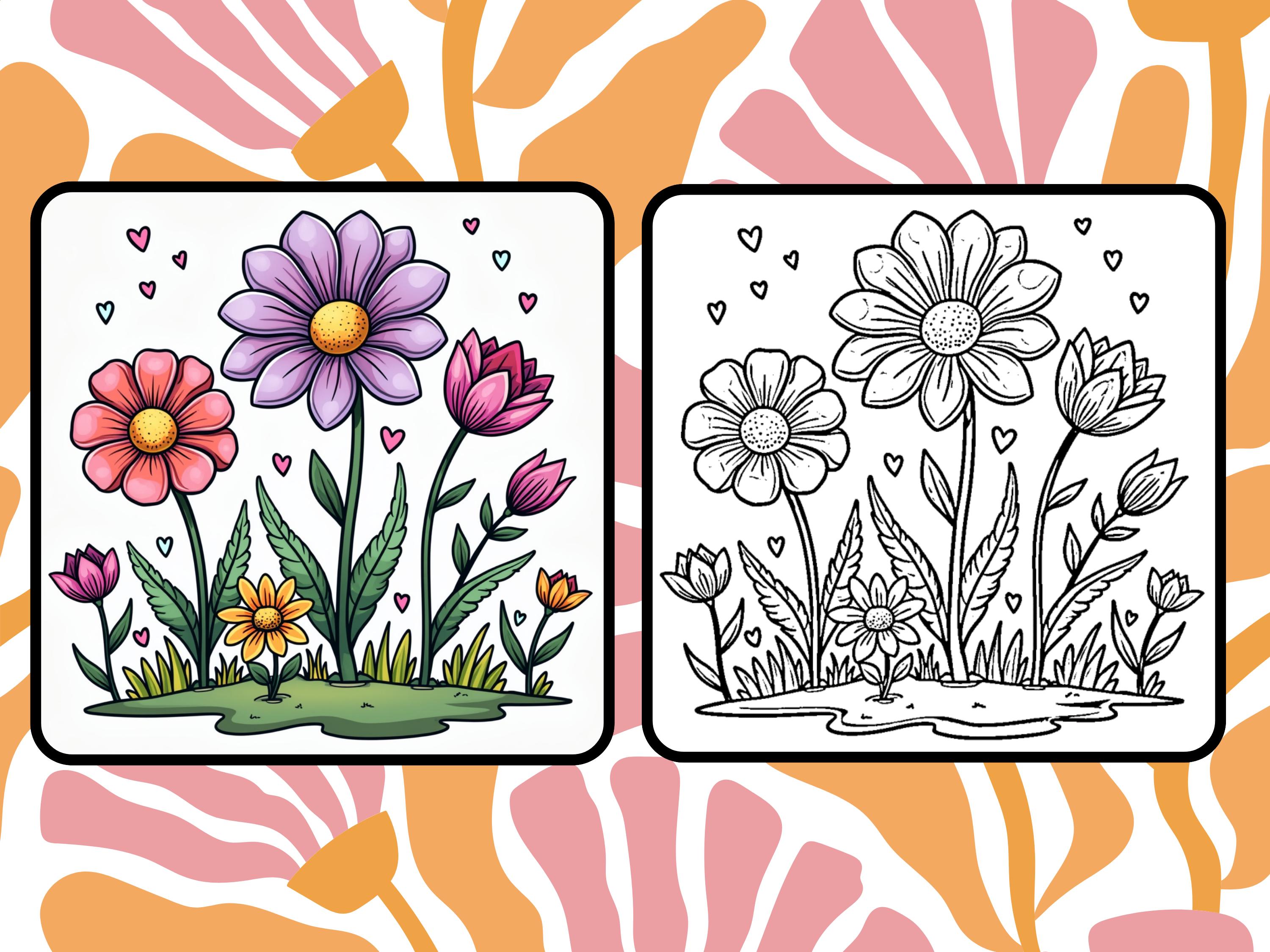 50 Fun and Engaging Flower Coloring Pages for Kids: Easy, Creative, and ...