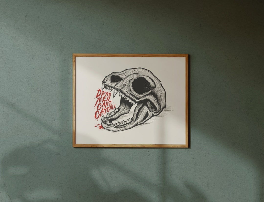 Dead Men Cant Catcall Cat Skull Print Dark Aesthetic Art - Etsy