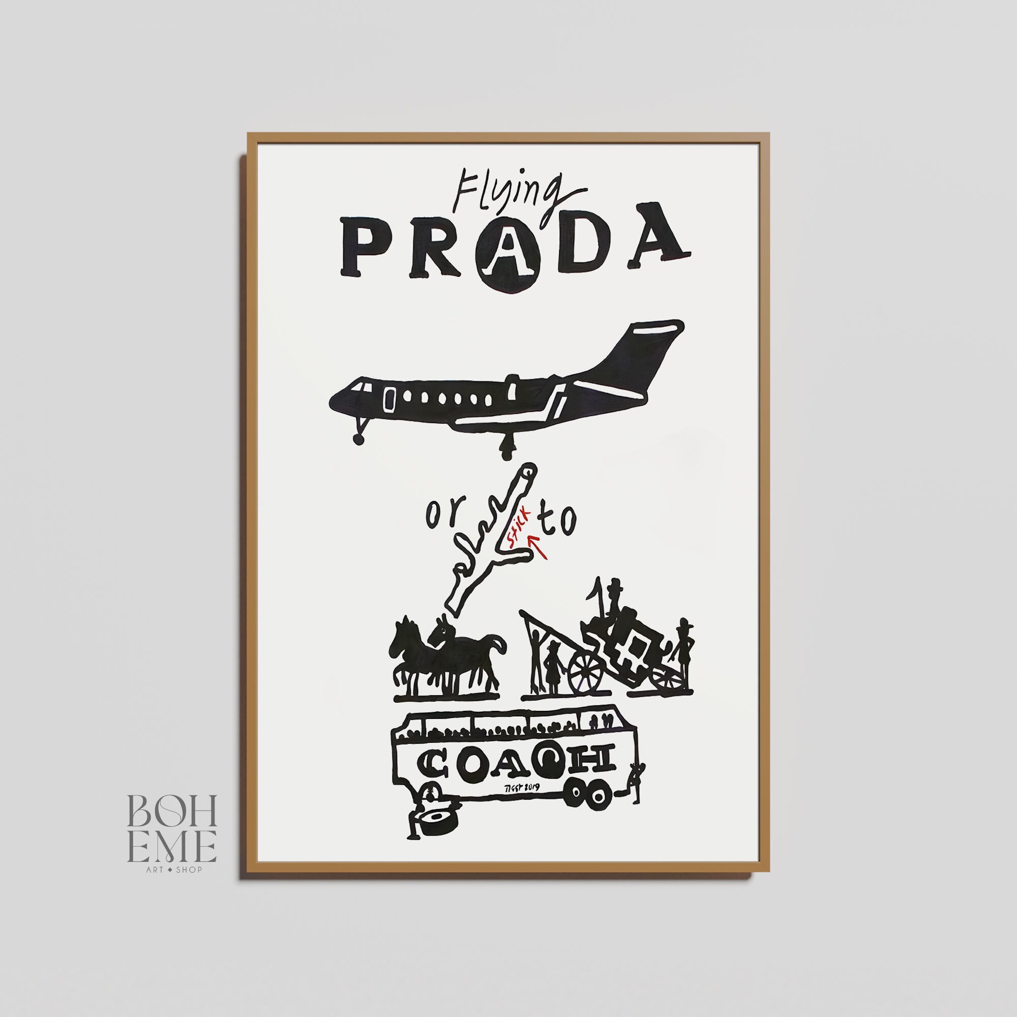 Flying Prada or Stick to Coach Vintage Print Living Room - Etsy