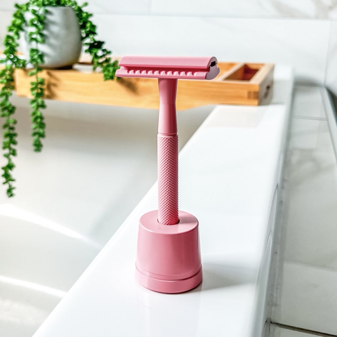 Pink Safety Razor | Eco-friendly Reusable Razor With Stand + 5 Double ...