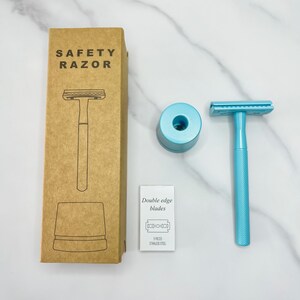 Seafoam Green Safety Razor | Eco-friendly Reusable Razor With Stand + 5 ...
