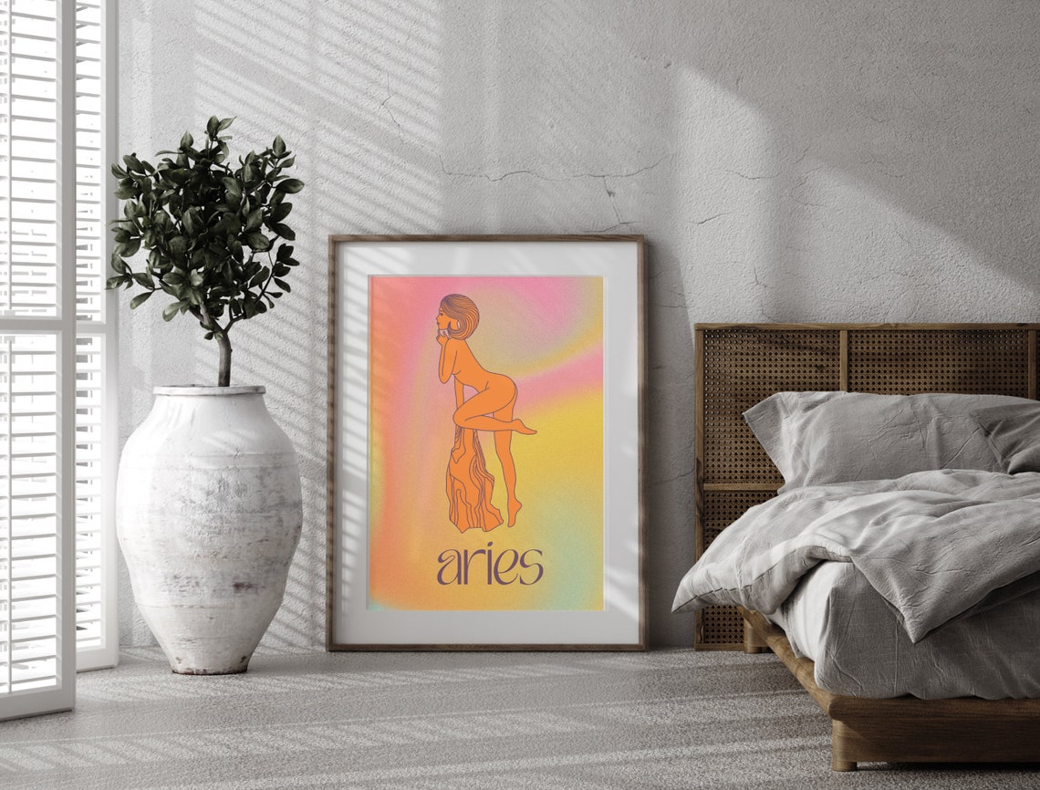 Custom Zodiac Birth Chart Printable Groovy Art | Sun Moon Rising ...