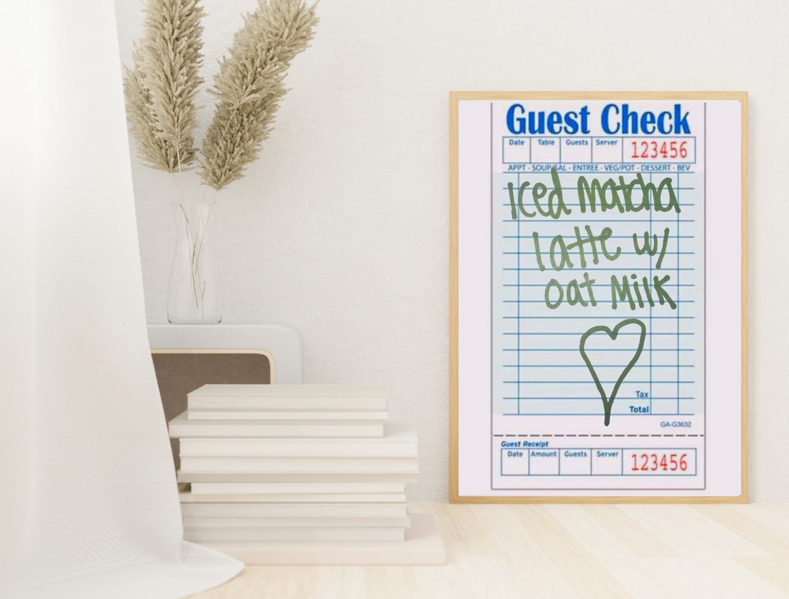 Iced Matcha Latte With Oat Milk Guest Check Printable Poster | Guest ...
