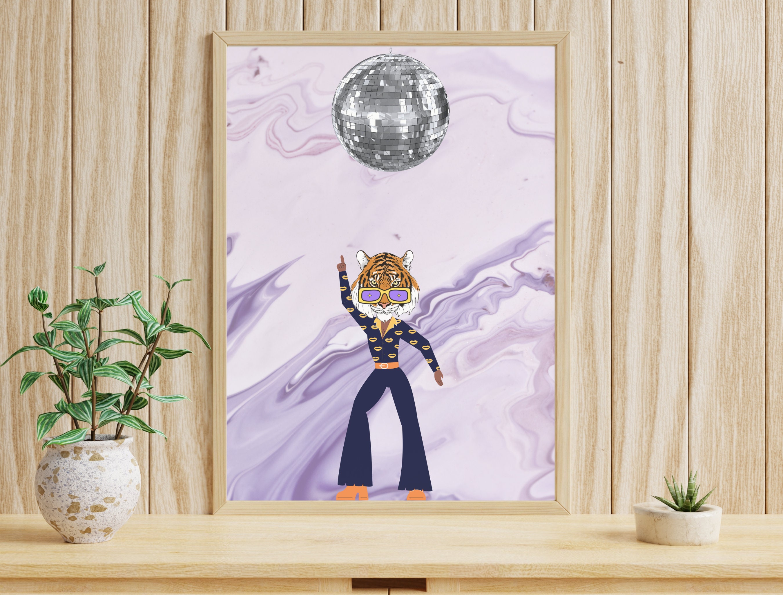 Disco Mike the Tiger Printable Wall Art Digital Download College Wall ...